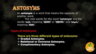 3. antonyms and snonyms { b.sc. agriculture } | PPT