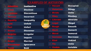 3. antonyms and snonyms { b.sc. agriculture } | PDF