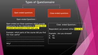 PRESENTATION ON QUESTIONNAIRE DESIGN AND DEVELOPMENT | PPTX