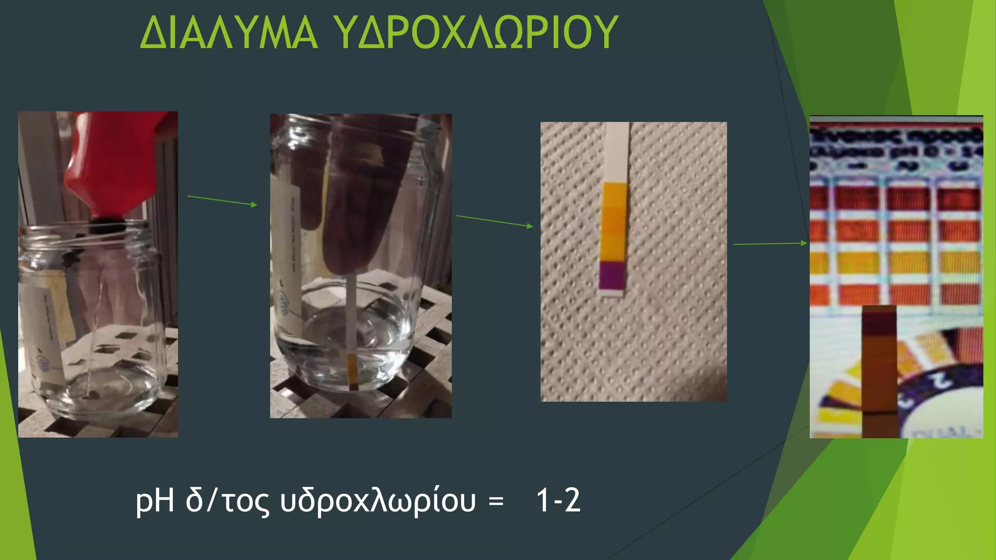 Μέτρηση του pH των διαλυμάτων ορισμένων οξέων με πεχαμετρικό χαρτί | PPTX