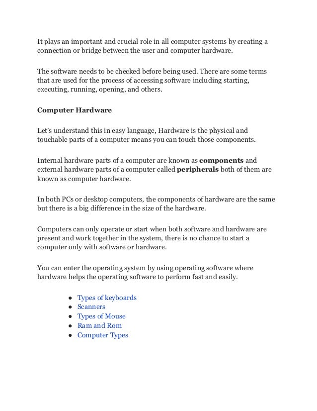 Computer Hardware And Software Types, Functions, Difference between ...