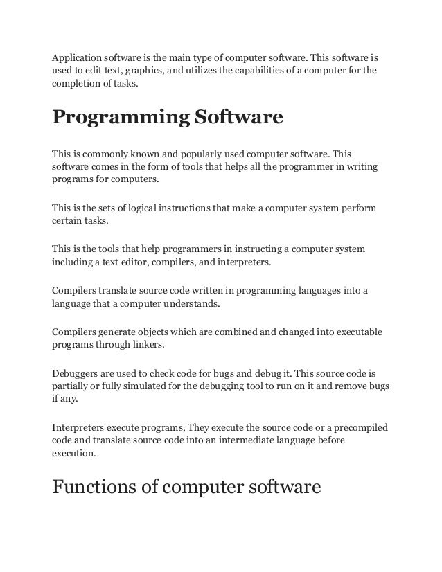 Computer Hardware And Software Types Functions Difference Between Hardware Vs Softwarepdf 