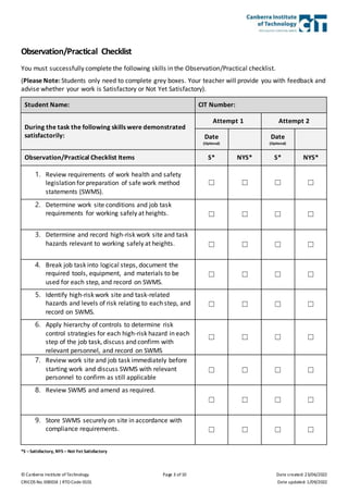 Practical assessment 3 - Identify construction work hazards and select ...