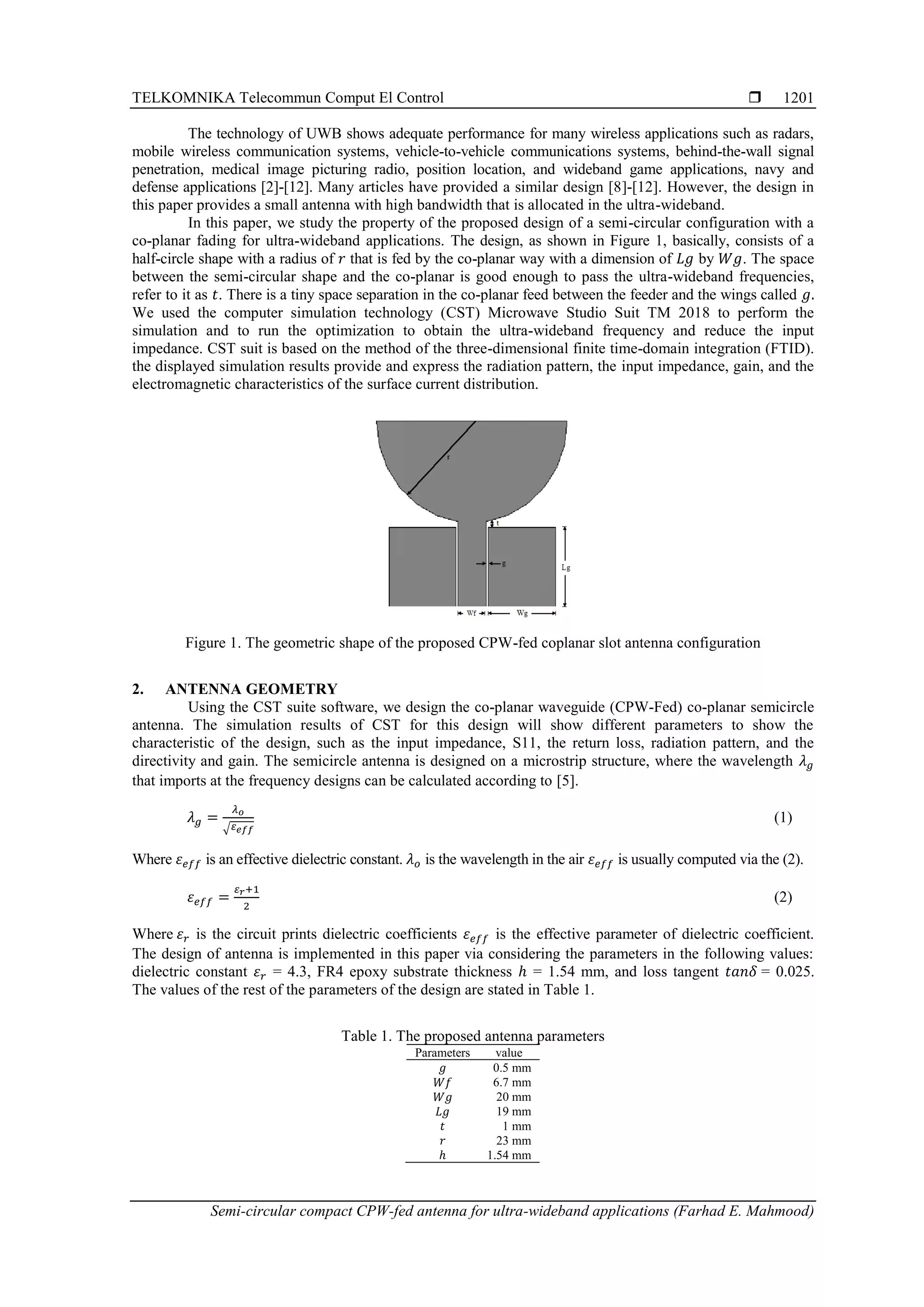 Semi-circular compact CPW-fed antenna for ultra-wideband applications | PDF