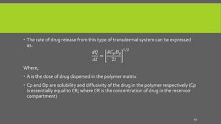 Transdermal drug delivery systems | PPTX