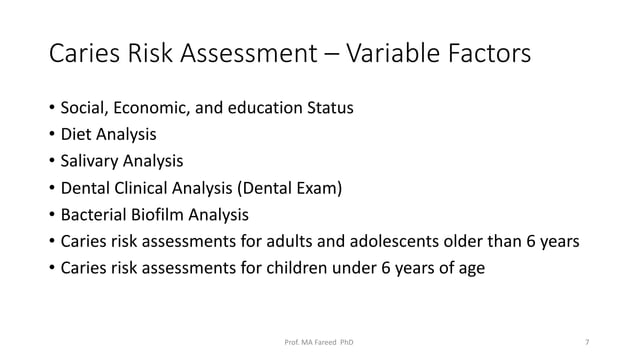 Caries Risk Assessment | PDF | Dental Health | Diseases and Conditions