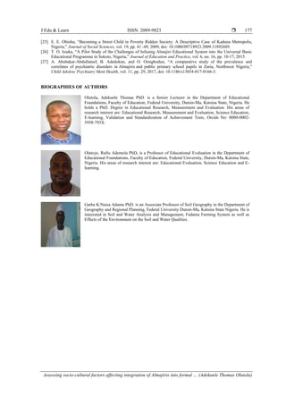 Assessing socio-cultural factors affecting integration of Almajiris into formal education system ...