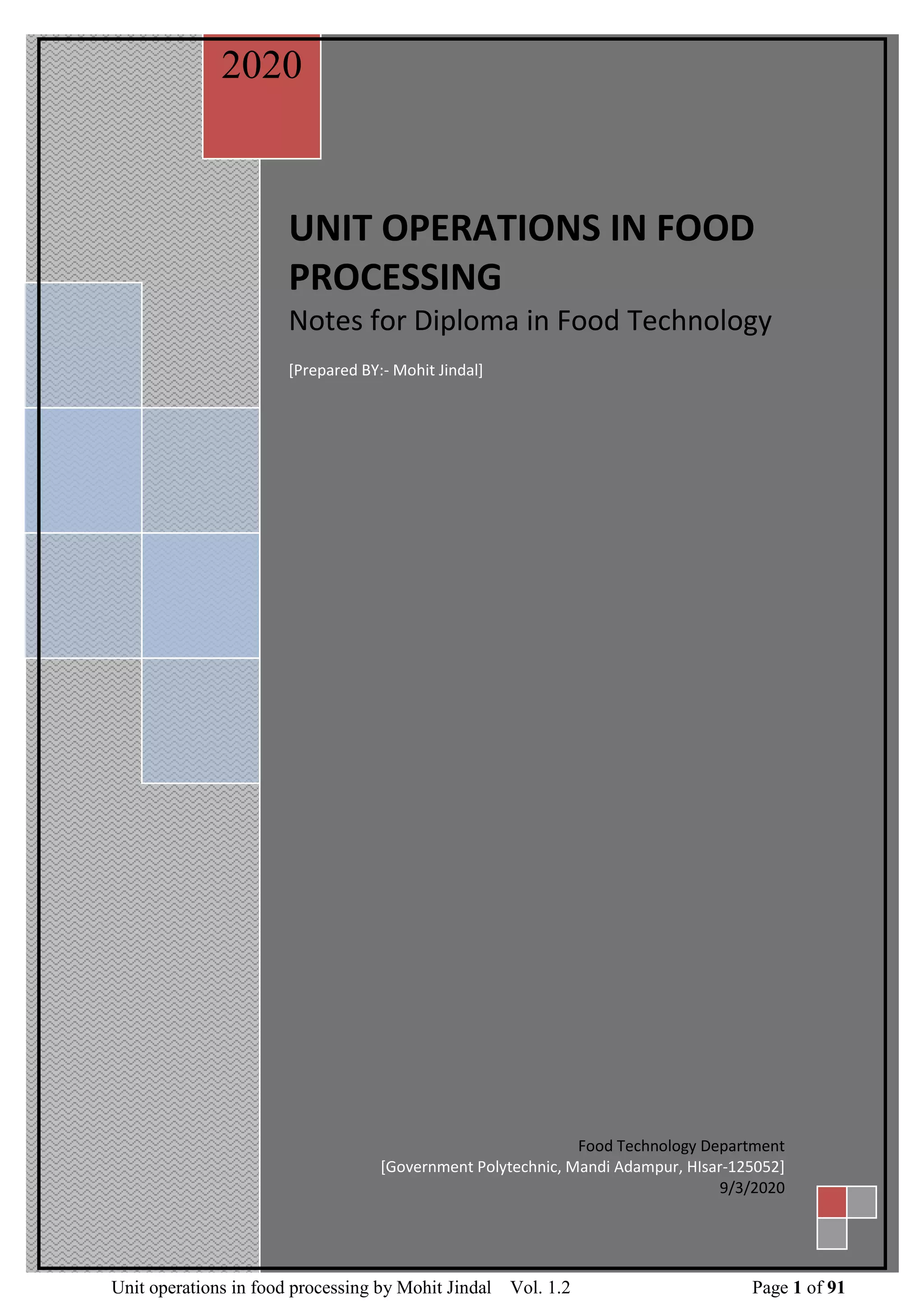 UOFP- Unit operation in Food Processing | DOC