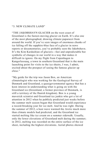 3. NEW CLIMATE LAND”THE JAKOBSHAVN GLACIER on the west c.docx
