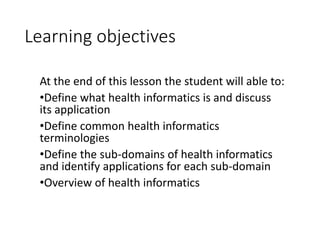 Introduction to Health Informatics | PPTX