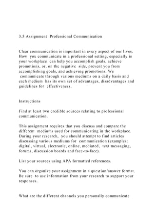 3.5 Assignment Professional Communication Clear communica.docx