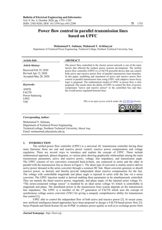 Power flow control in parallel transmission lines based on UPFC | PDF