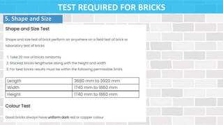 3. Standard tests of bricks blocks and characteristics of good bricks ...