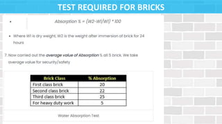 3. Standard tests of bricks blocks and characteristics of good bricks ...