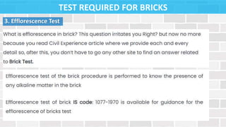 3. Standard tests of bricks blocks and characteristics of good bricks ...