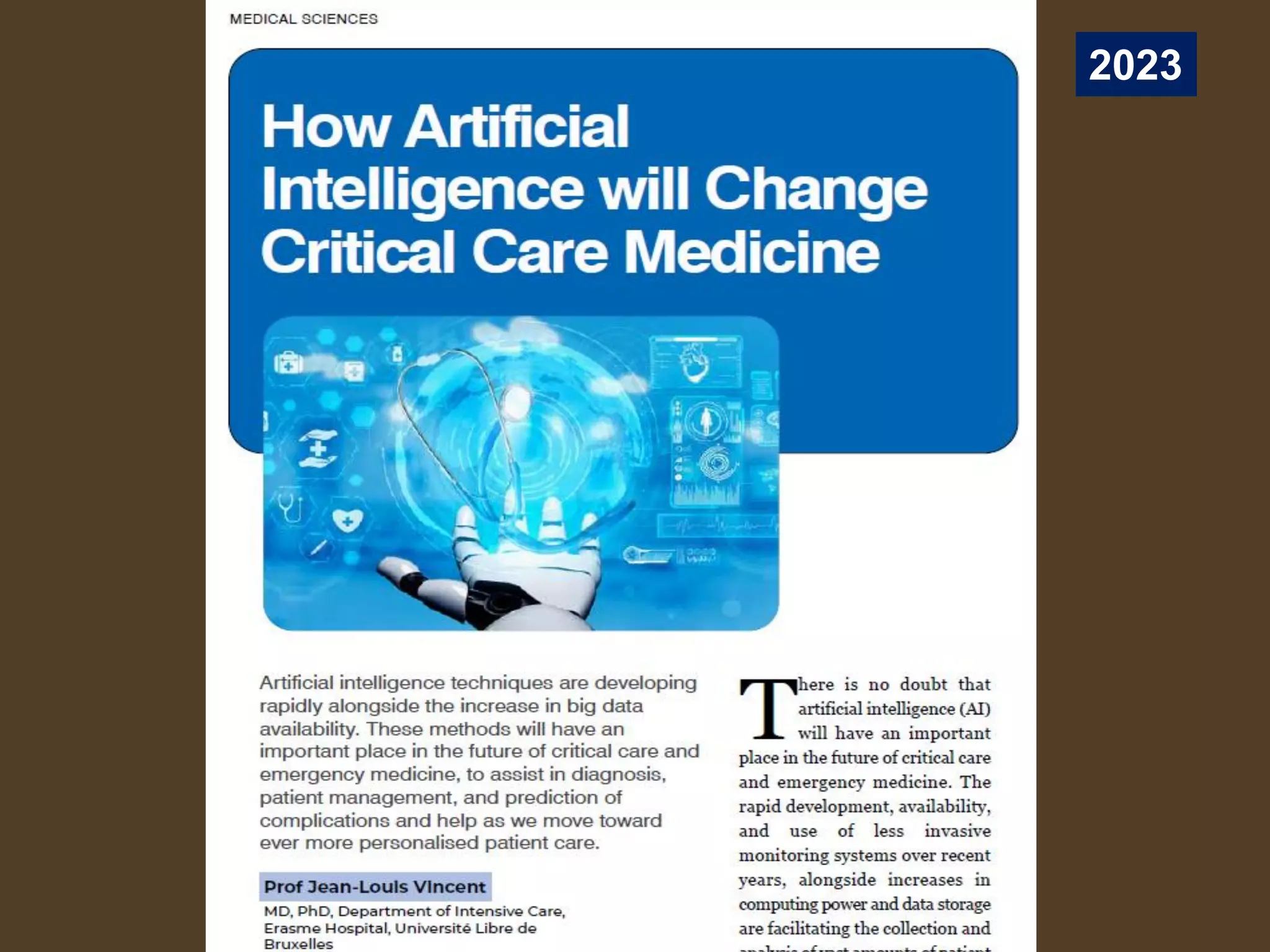 The future of the emergency room | Jean-Louis Vincent at TBS23 | PDF