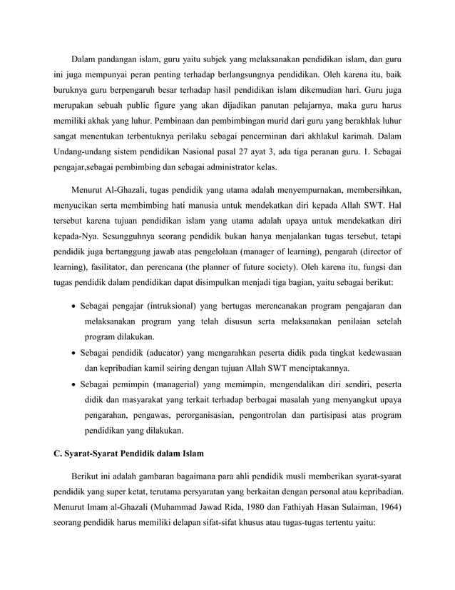 3. Hakikat Pendidik Dalam Islam | PDF