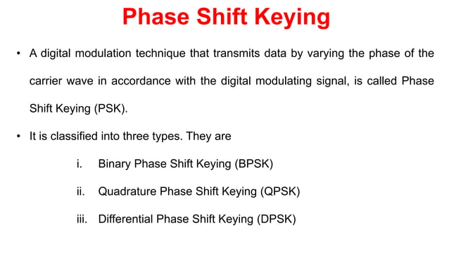 3.4_OOK systems – ASK, FSK, PSK, BPSK, QPSK, applications of Data ...