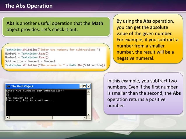 3.3 - The Math Object.pptx | Programming Languages | Computing