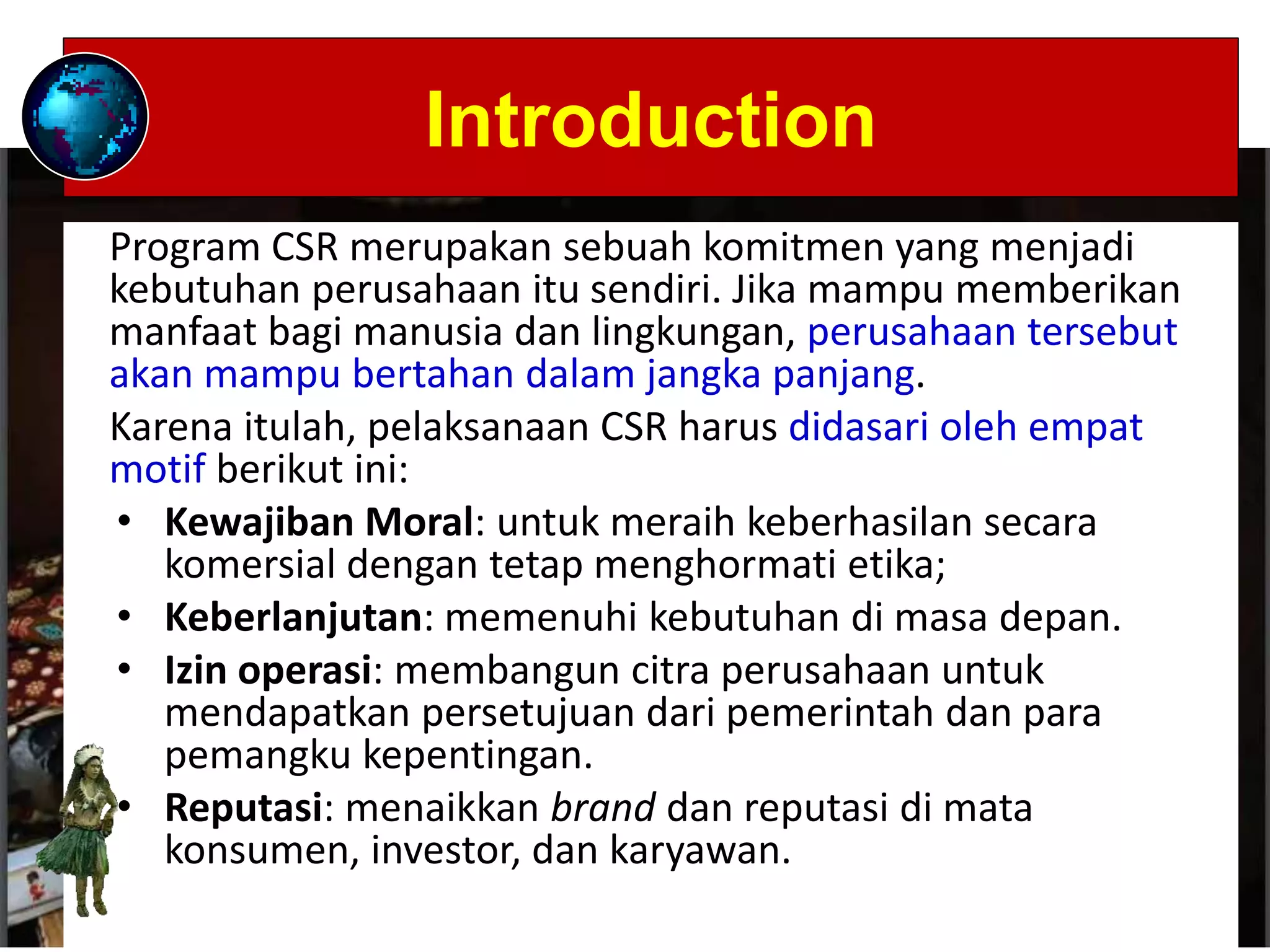 Program CSR : Areas, Skills and Principles of Sustainable Community Development _Training "CSR ...