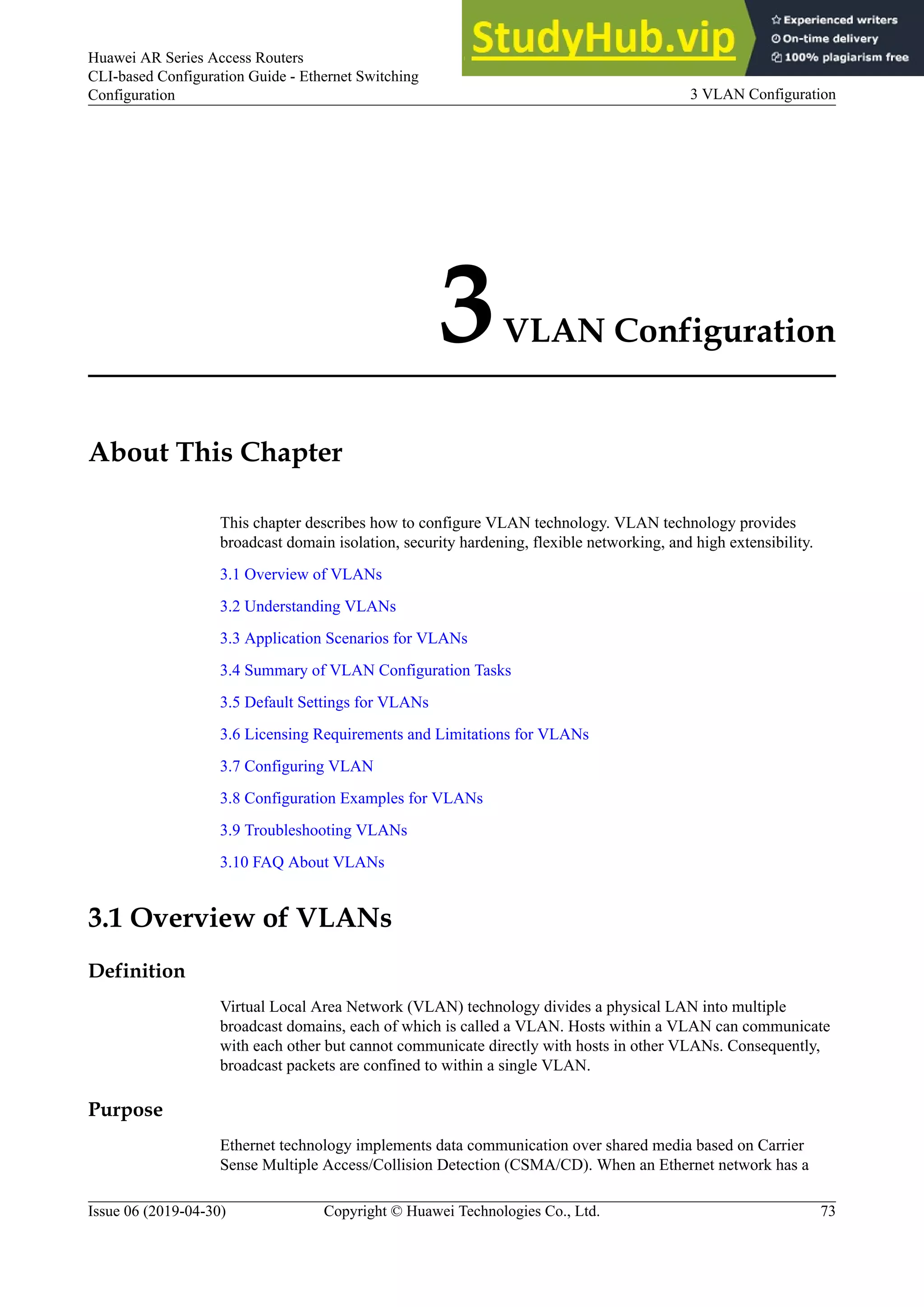 3.1 Overview Of VLANs Definition | PDF