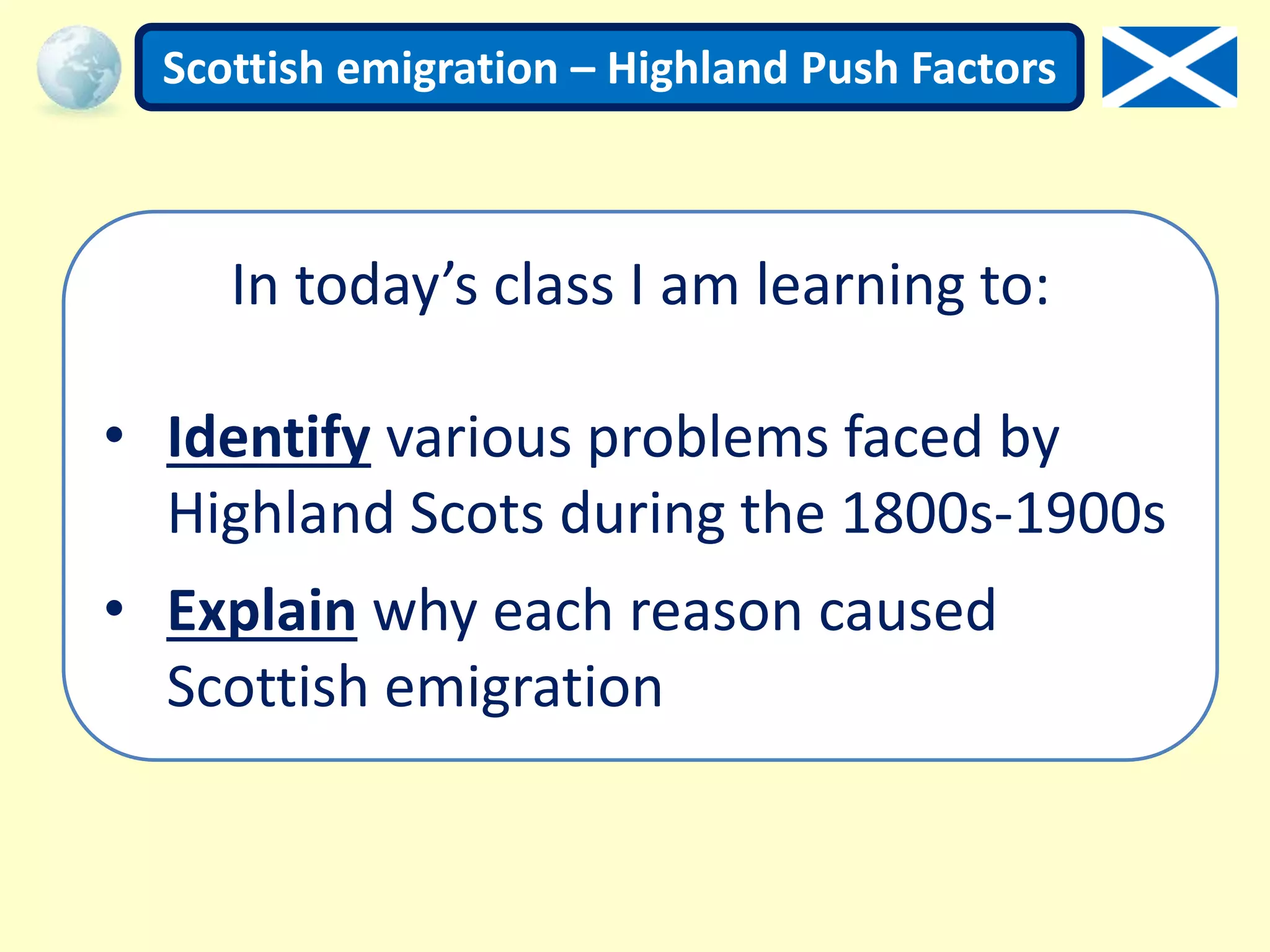 Higher Migration and Empire - Push factors (Highlands) | PPT