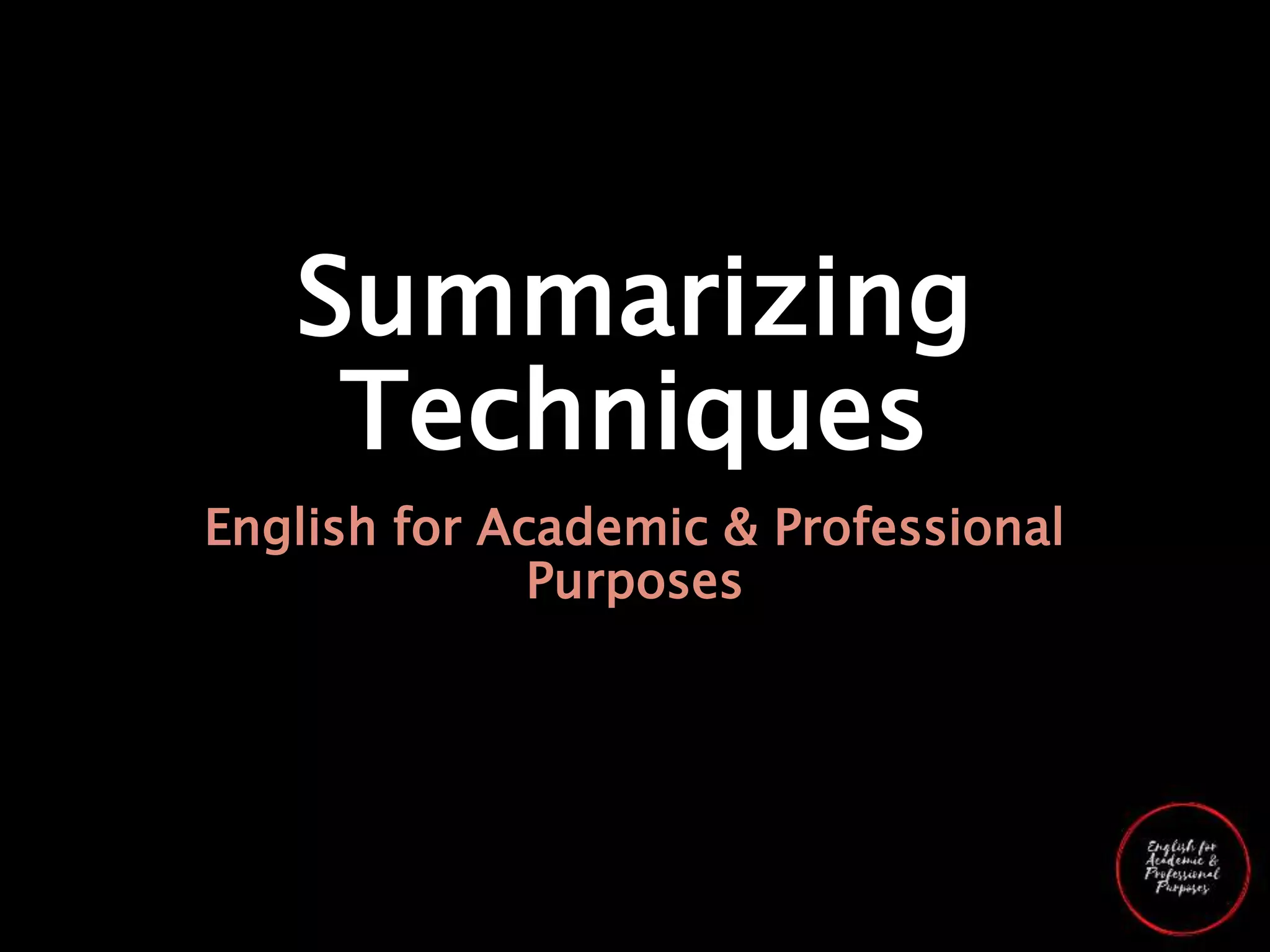 3. EAPP - Summarizing Techniques.pptx