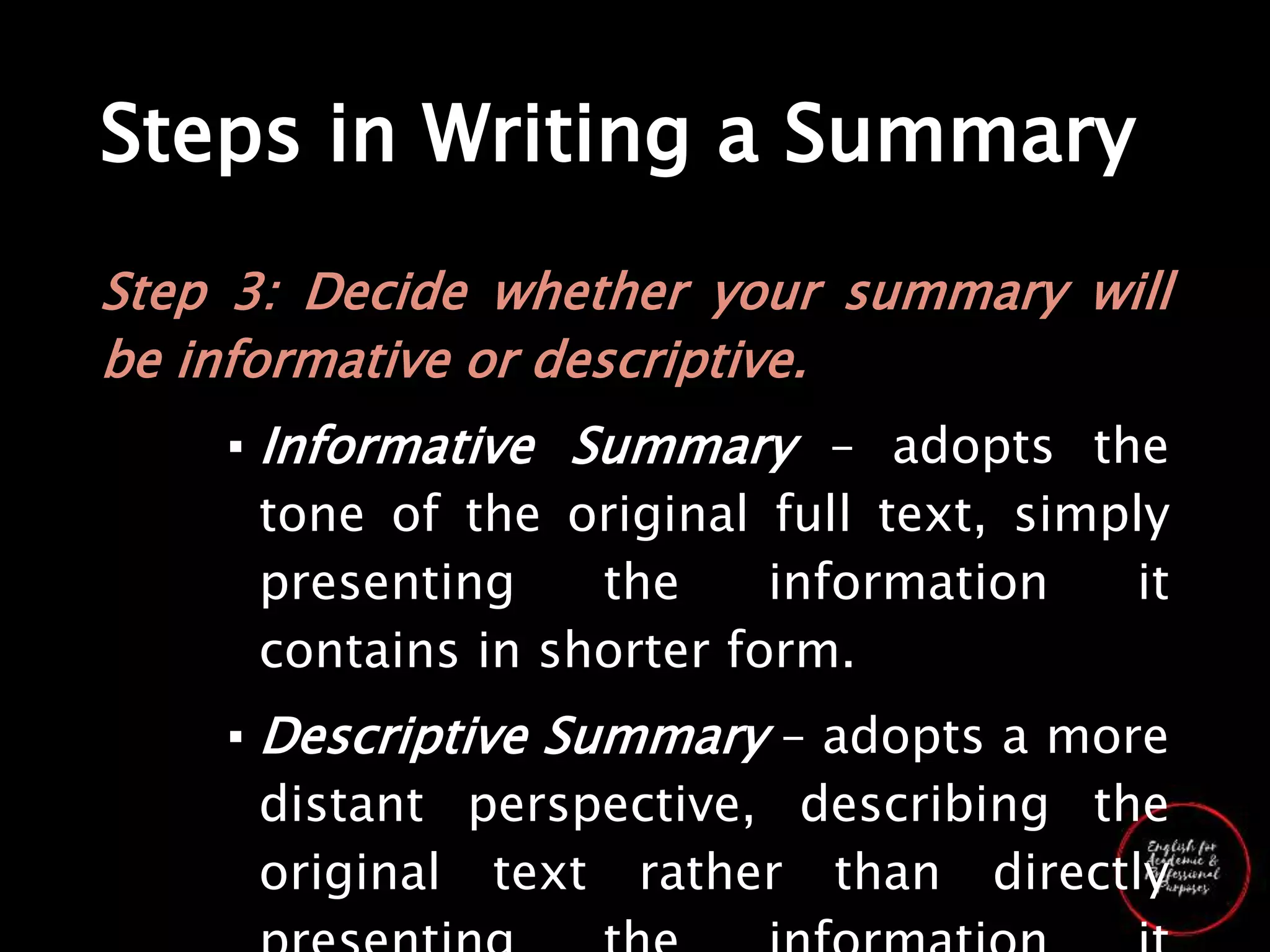 3. EAPP - Summarizing Techniques.pptx