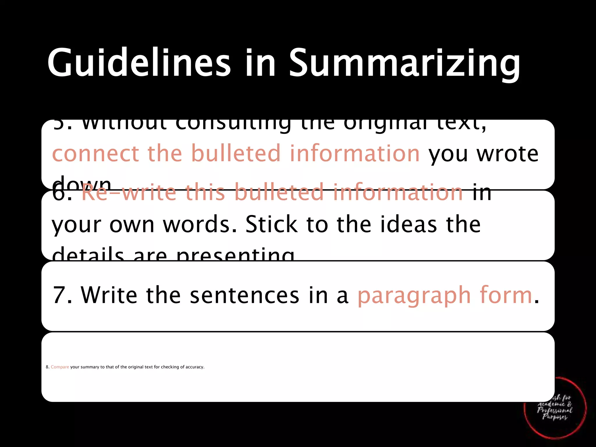 3. EAPP - Summarizing Techniques.pptx