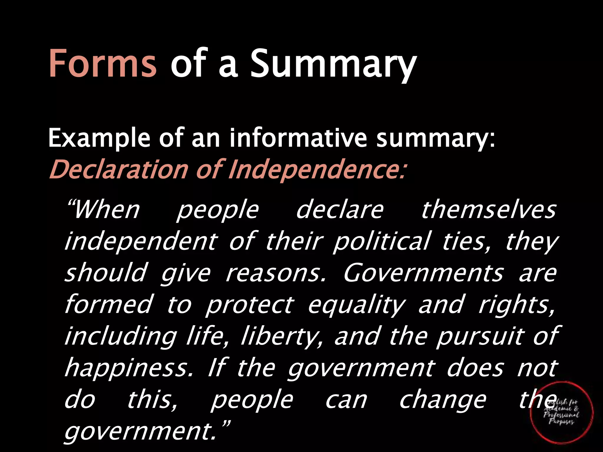 3. EAPP - Summarizing Techniques.pptx