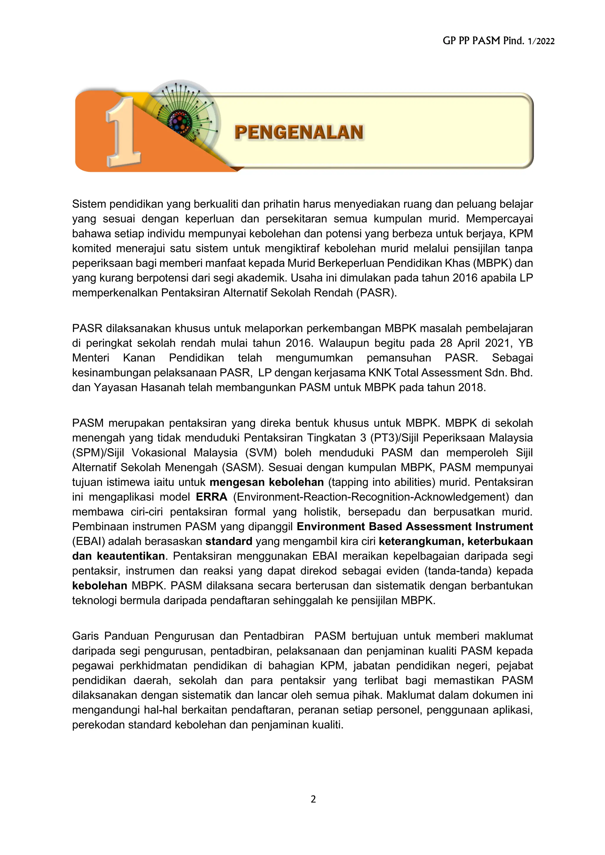 3. Garis Panduan Pengurusan dan Pentadbiran PASM Mulai Tahun 2021 Pin ...