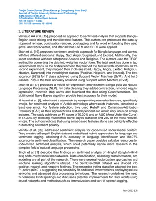 SENTIMENT ANALYSIS OF BANGLA-ENGLISH CODE-MIXED AND TRANSLITERATED SOCIAL MEDIA COMMENTS USING ...