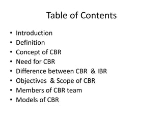 Principles of CBR, Difference between IBR & CBR | PPTX