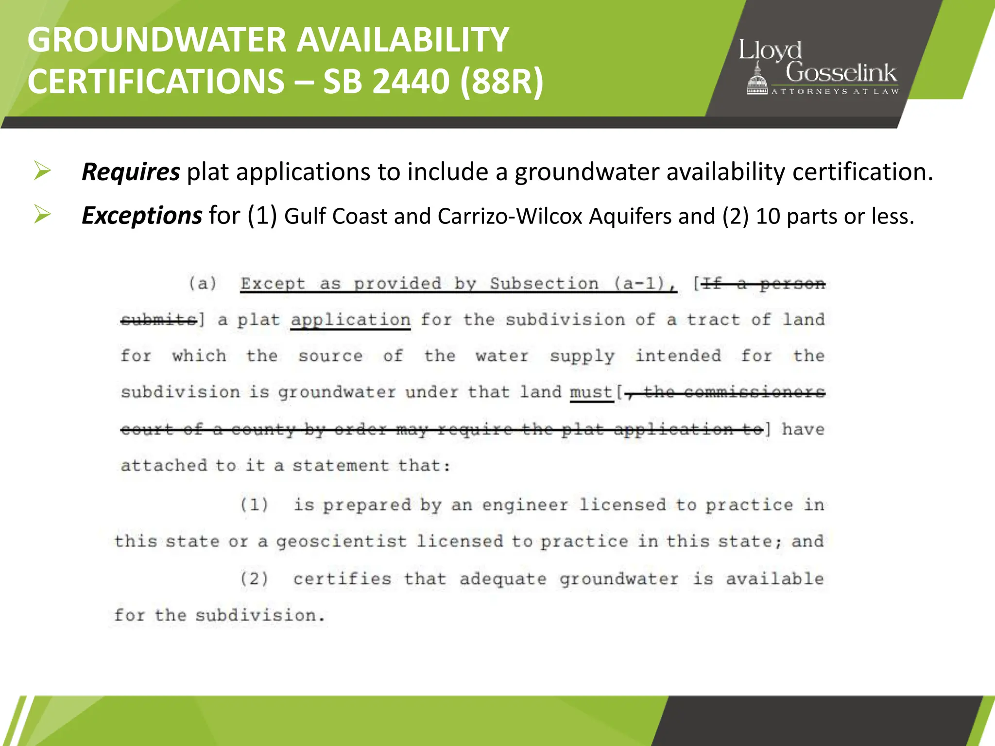 Panel Discussion on Groundwater Availability Certifications - Madison ...