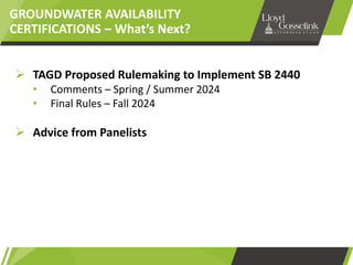 Panel Discussion on Groundwater Availability Certifications - Madison ...