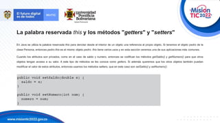 La palabra reservada this y los métodos "getters" y "setters" | PDF