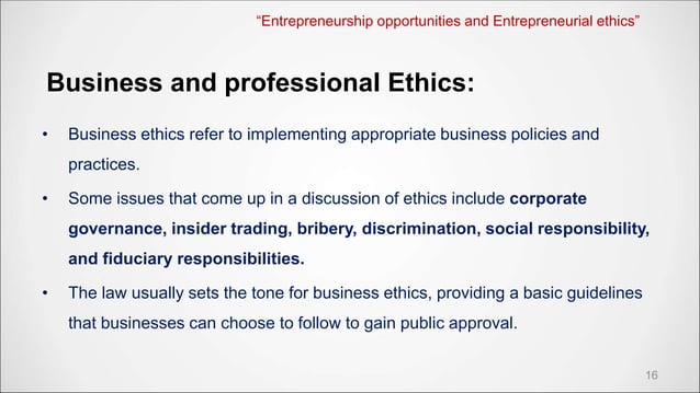 Entrepreneurship Development and entrepreneurial ethics | PPT
