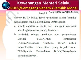 Tata Kelola bagi Pemegang Saham & Pemilik Modal di BUMN (Permen BUMN No ...
