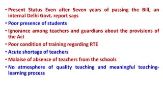 RIGHT TO EDUCATION ACT and its Implications | PPTX