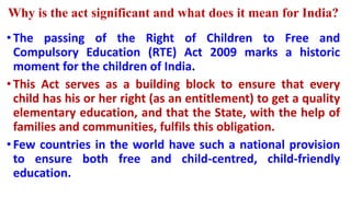 RIGHT TO EDUCATION ACT and its Implications | PPTX