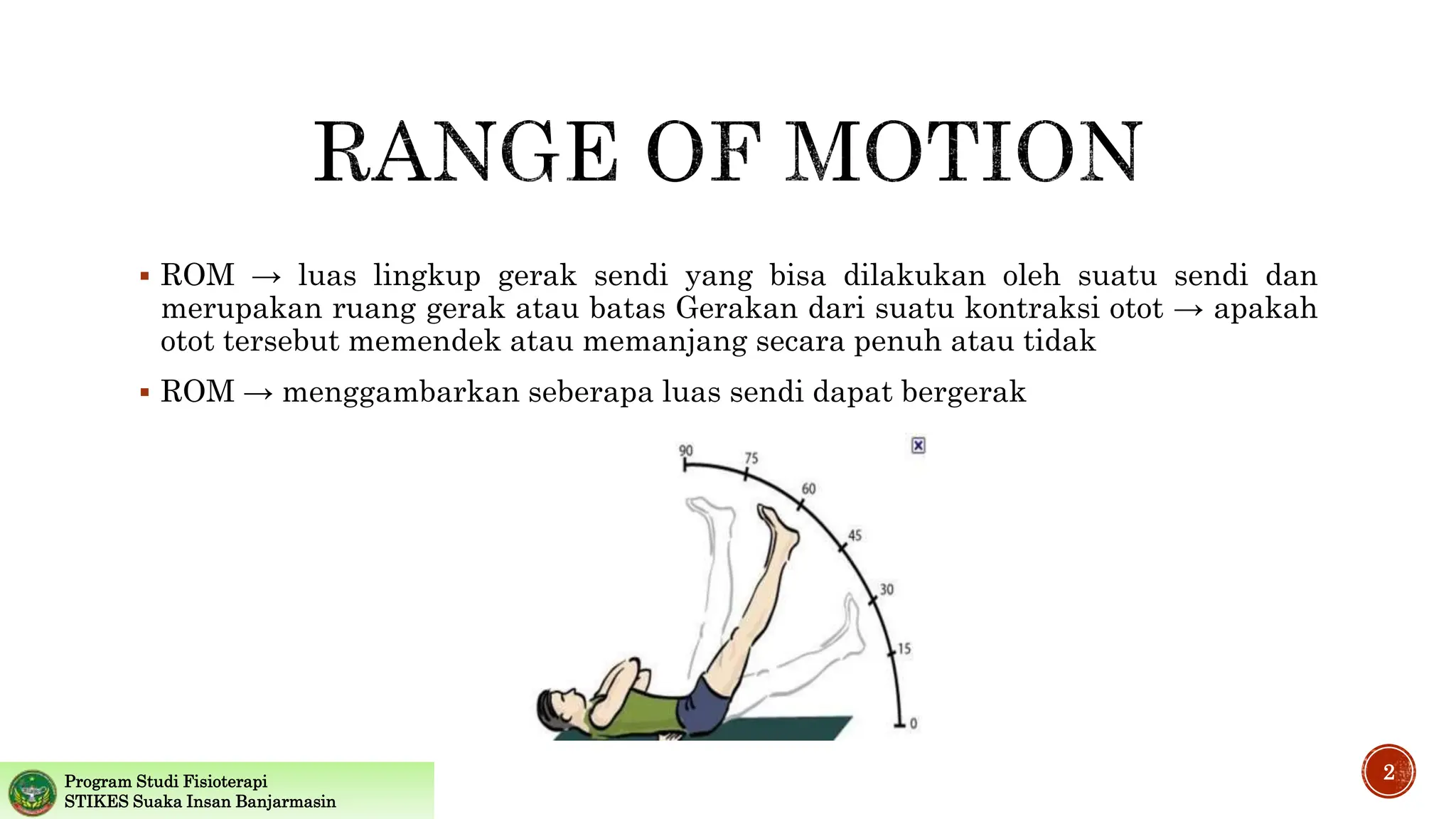 PENGUKURAN ACTIVE ROM (AROM) SARJANA FISIOTERAPI | PPT