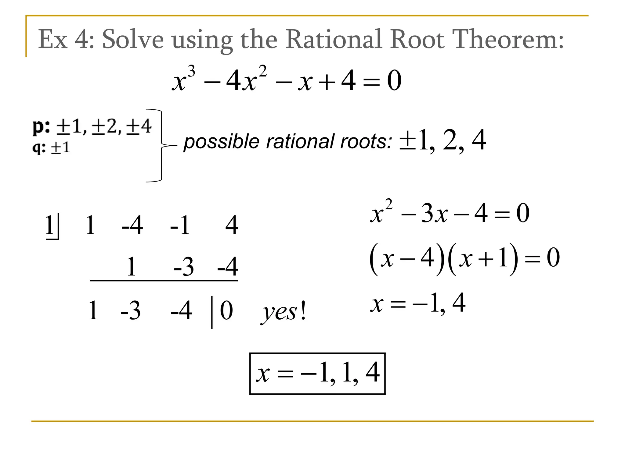 3 3 Rational Root Theorem Ppt Mathematics 10 Ppt