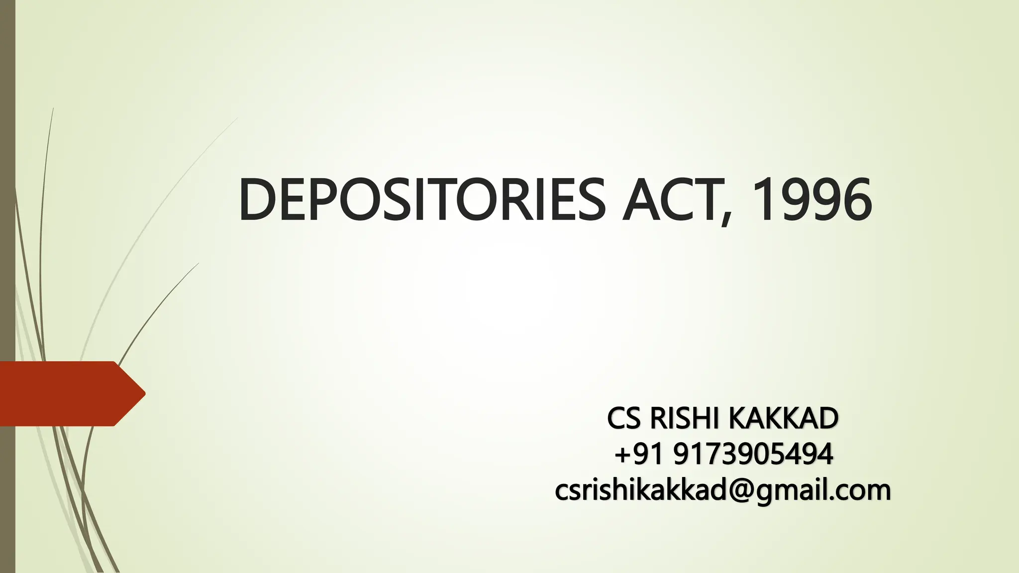 Depositories Act 1996 Cs Executive Cmsl Ppt