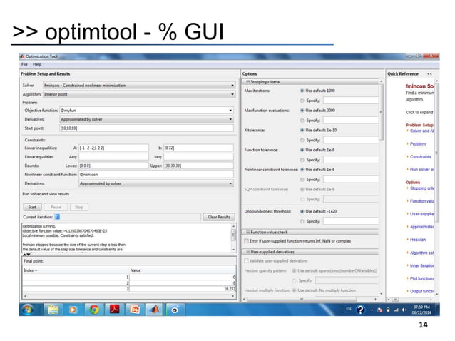 optimization methods by using matlab.pptx | Programming Languages | Computing