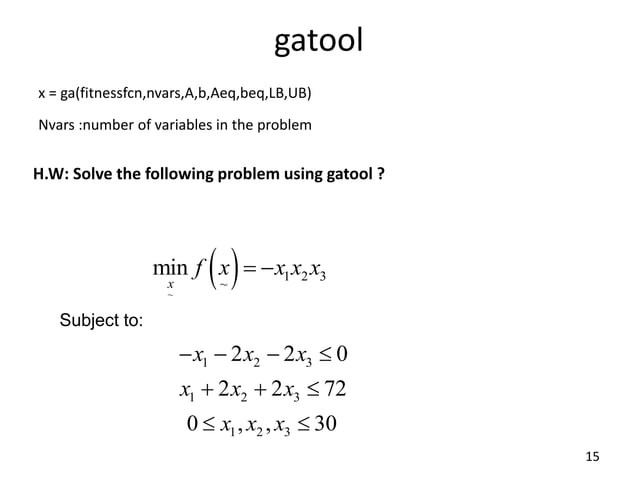 optimization methods by using matlab.pptx | Programming Languages | Computing
