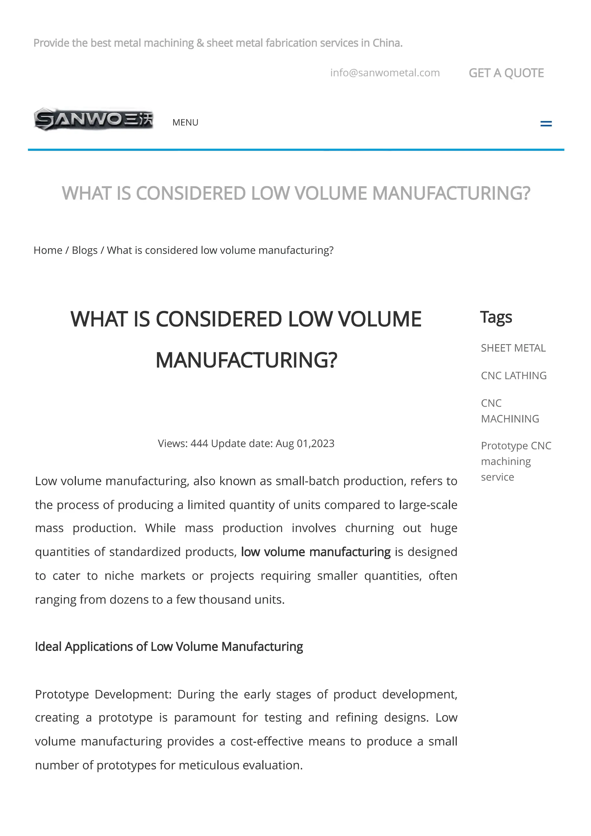 What is considered low volume manufacturing? | PDF
