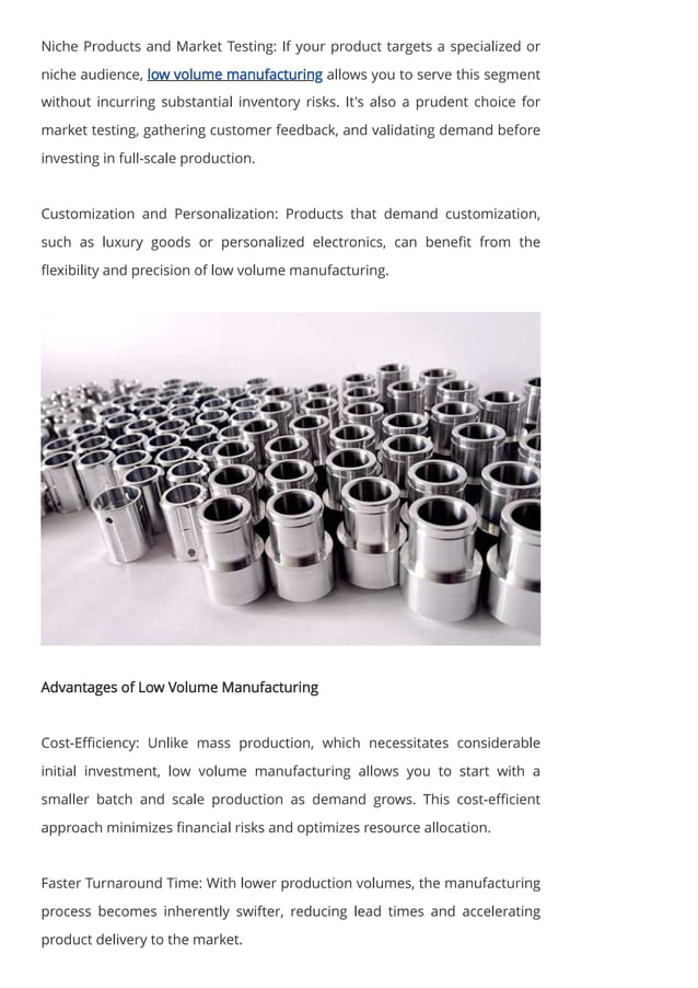 What is considered low volume manufacturing? | PDF