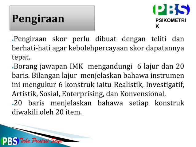 Inventori Minat Kerjaya Pentaksiran IMK. | PPTX