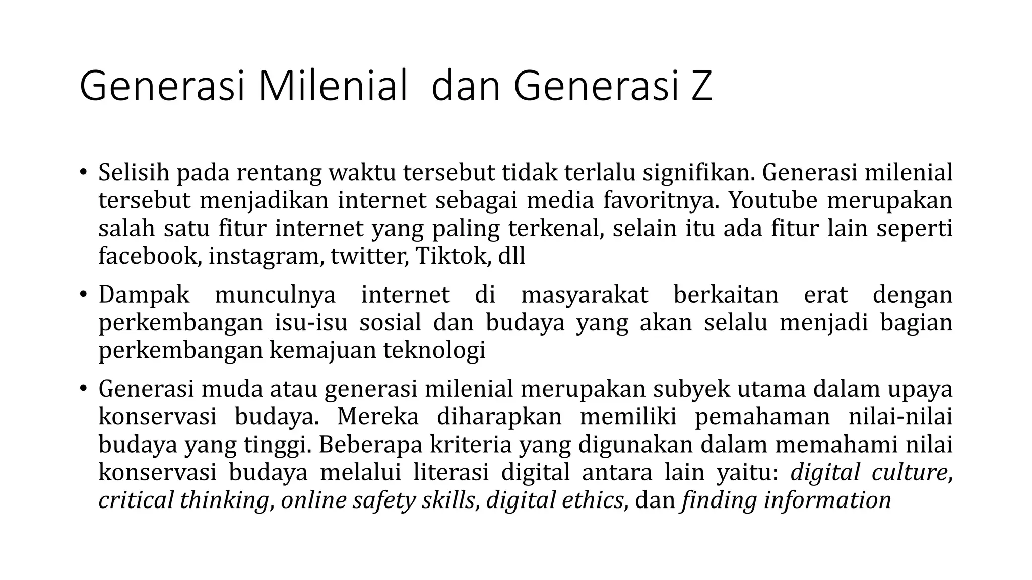 Pentingnya Literasi Digital dengan Budaya konservasi | PPT