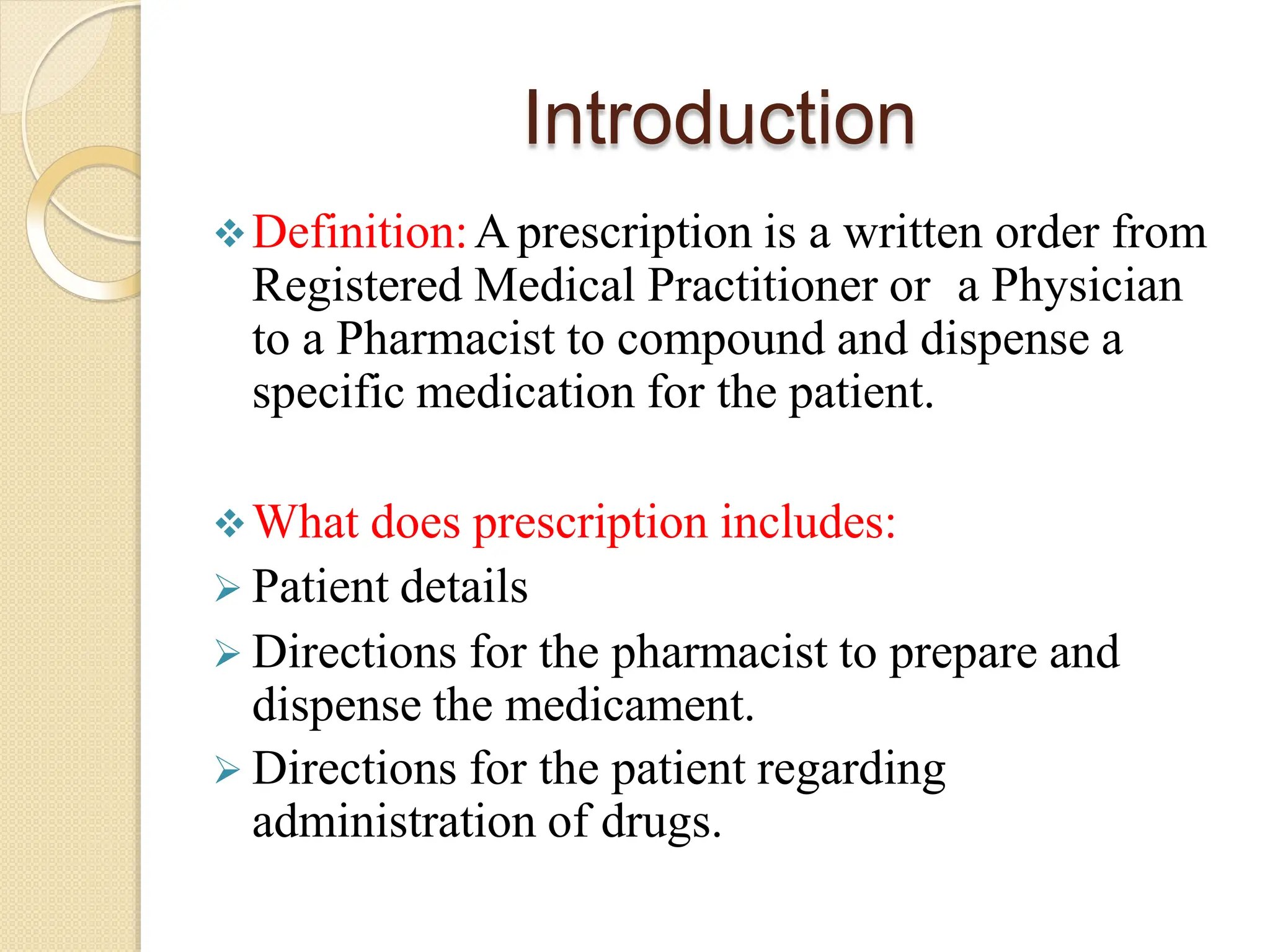 Prescription in Pharmaceutics-I, Dispensing Pharmacy | PPTX